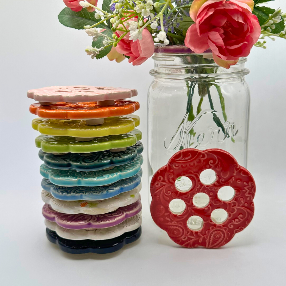 Stoneware Flower Frog for Wide Mouth Mason Jar Assorted Colors – Cathy ...