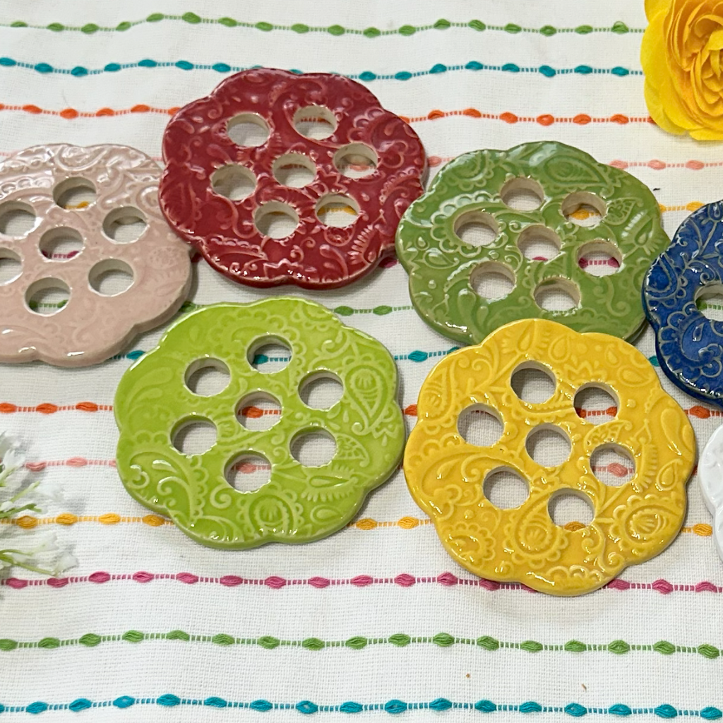 Stoneware Flower Frog for Wide Mouth Mason Jar Assorted Colors – Cathy ...