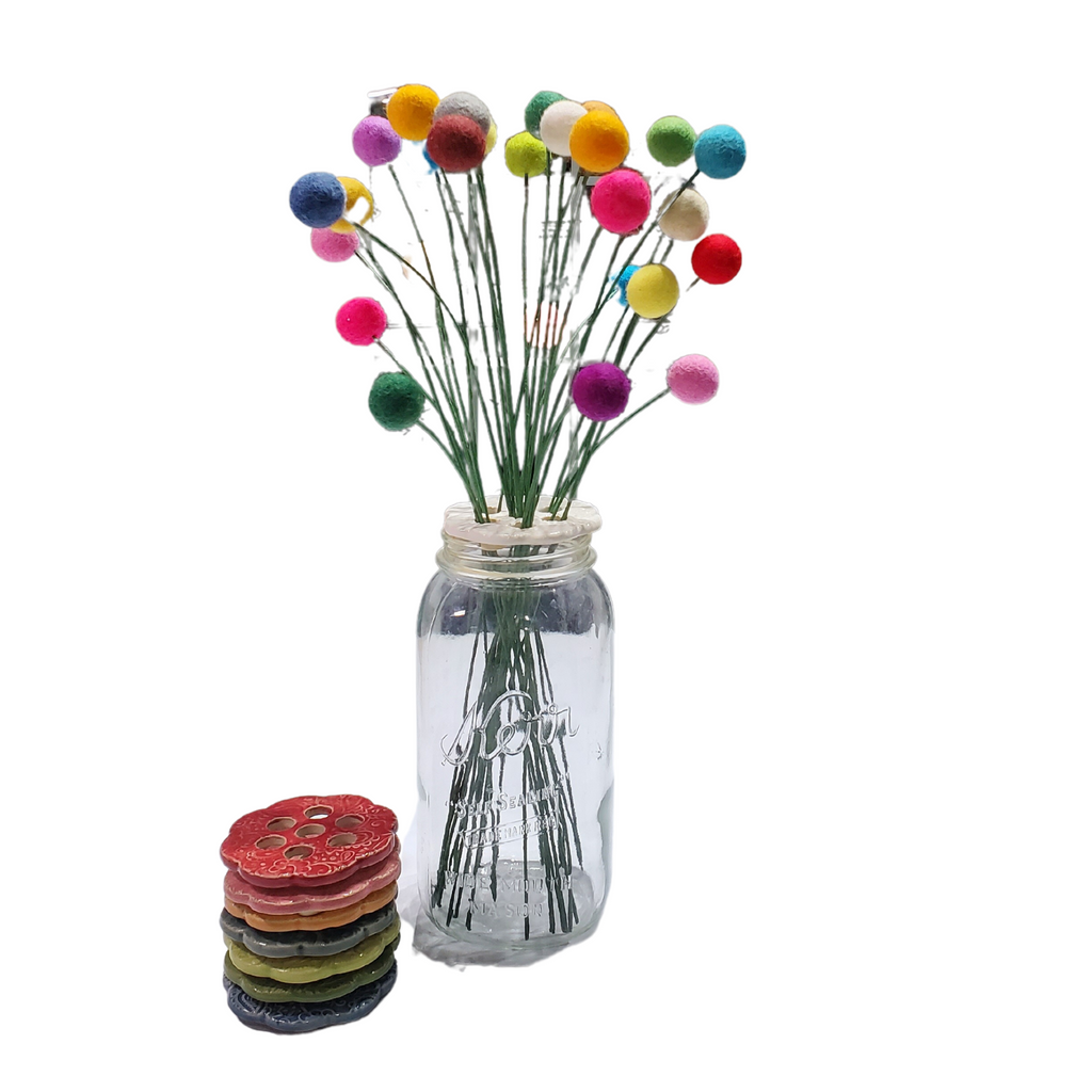 Stoneware Flower Frog for Wide Mouth Mason Jar Assorted Colors – Cathy ...